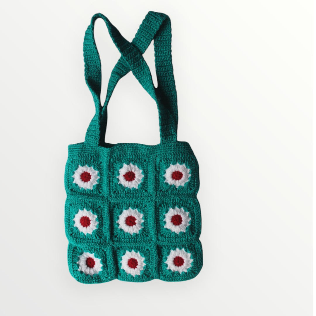 Graminarts Crochet Woolen Bags For Women: Green Color