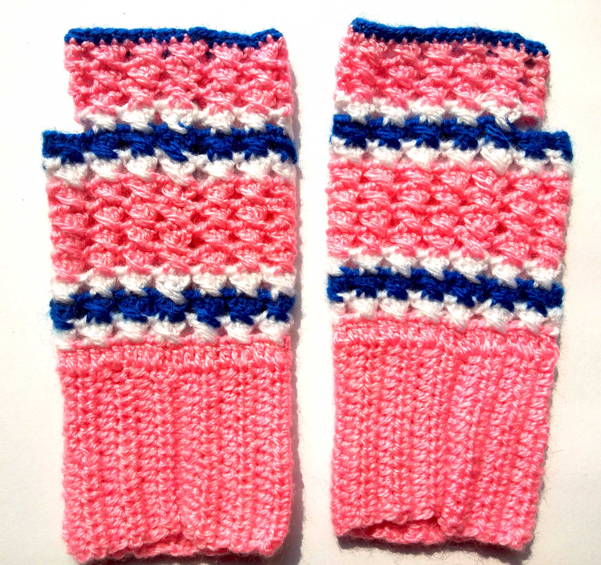 Handmade fingerless Multi color gloves For all medium adult hands