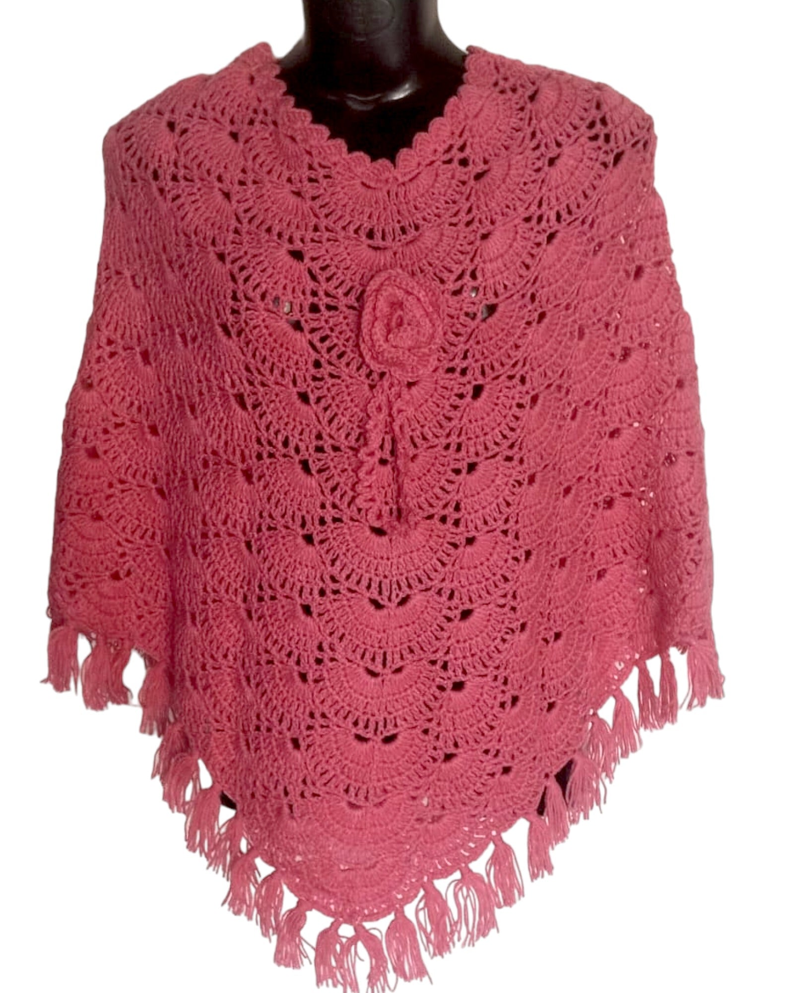 Beautiful Handmade Rose Pink Woolen Poncho On Graminarts App Store