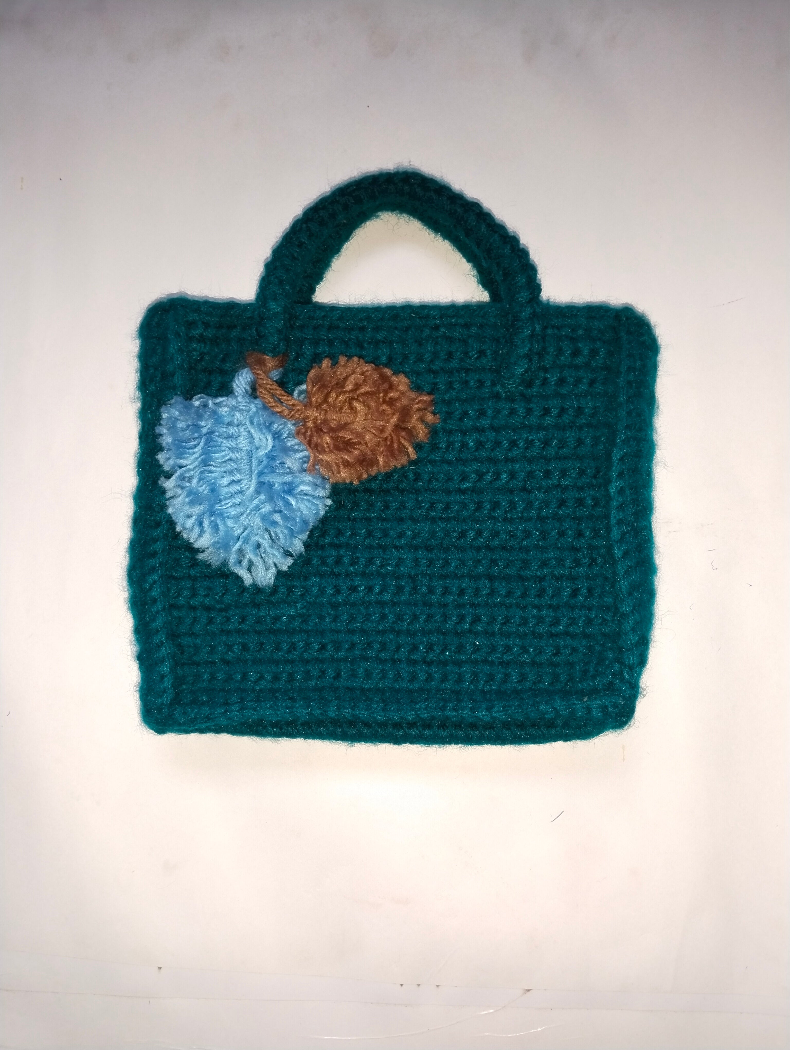 Stylish Look For Girls/Women With Handmade Teal Woolen Tote Bag