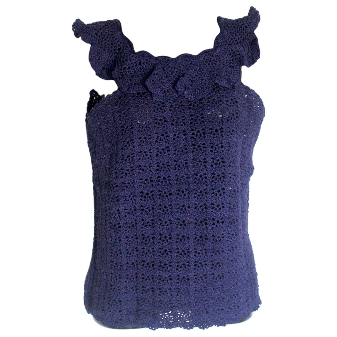 Online Blue Crochet Summer Thread Top For Girls & Women: GraminArts