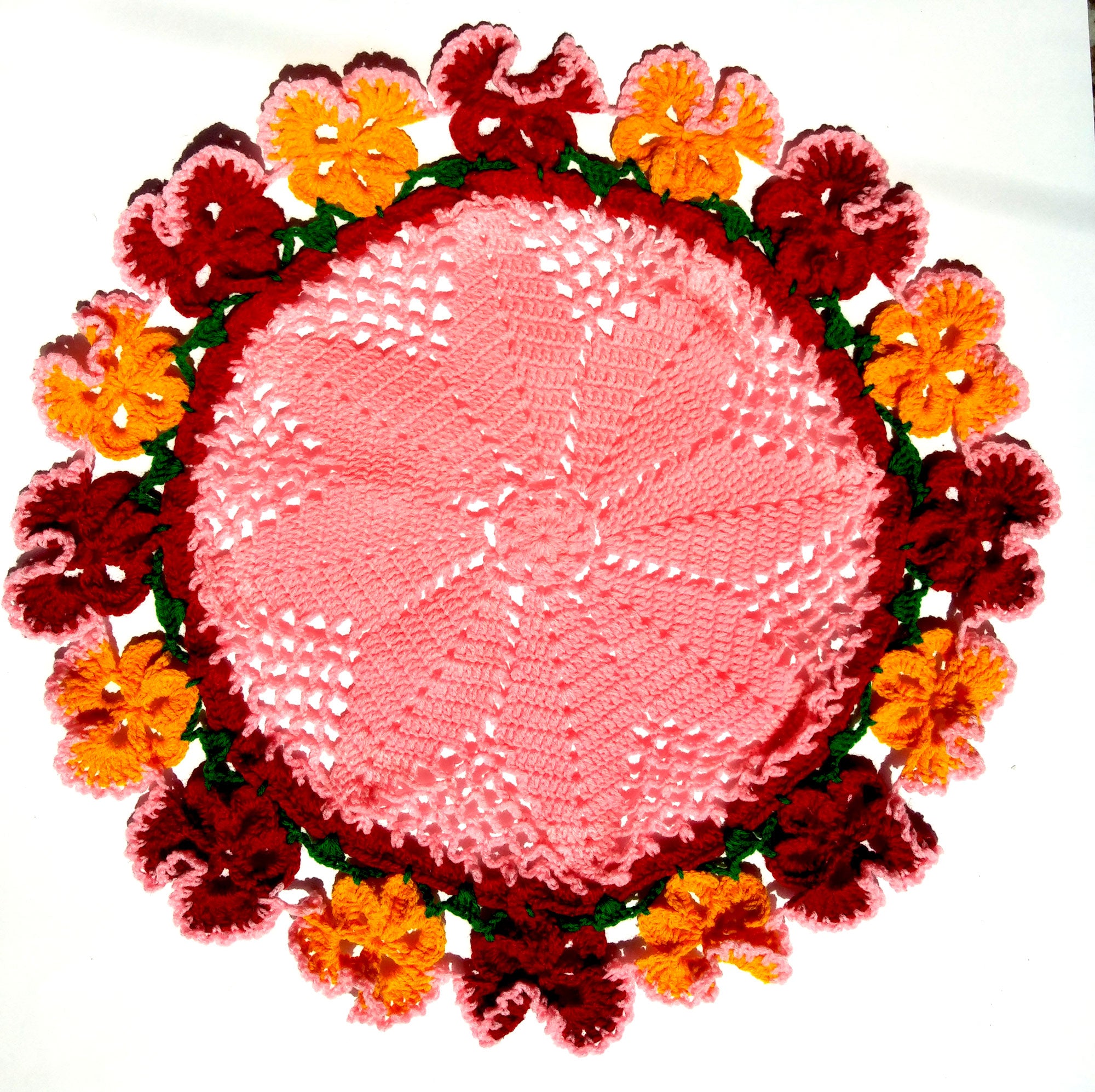 18 Inch Fully Handmade Beautiful Woolen Pooja Thalposh /Table Mat