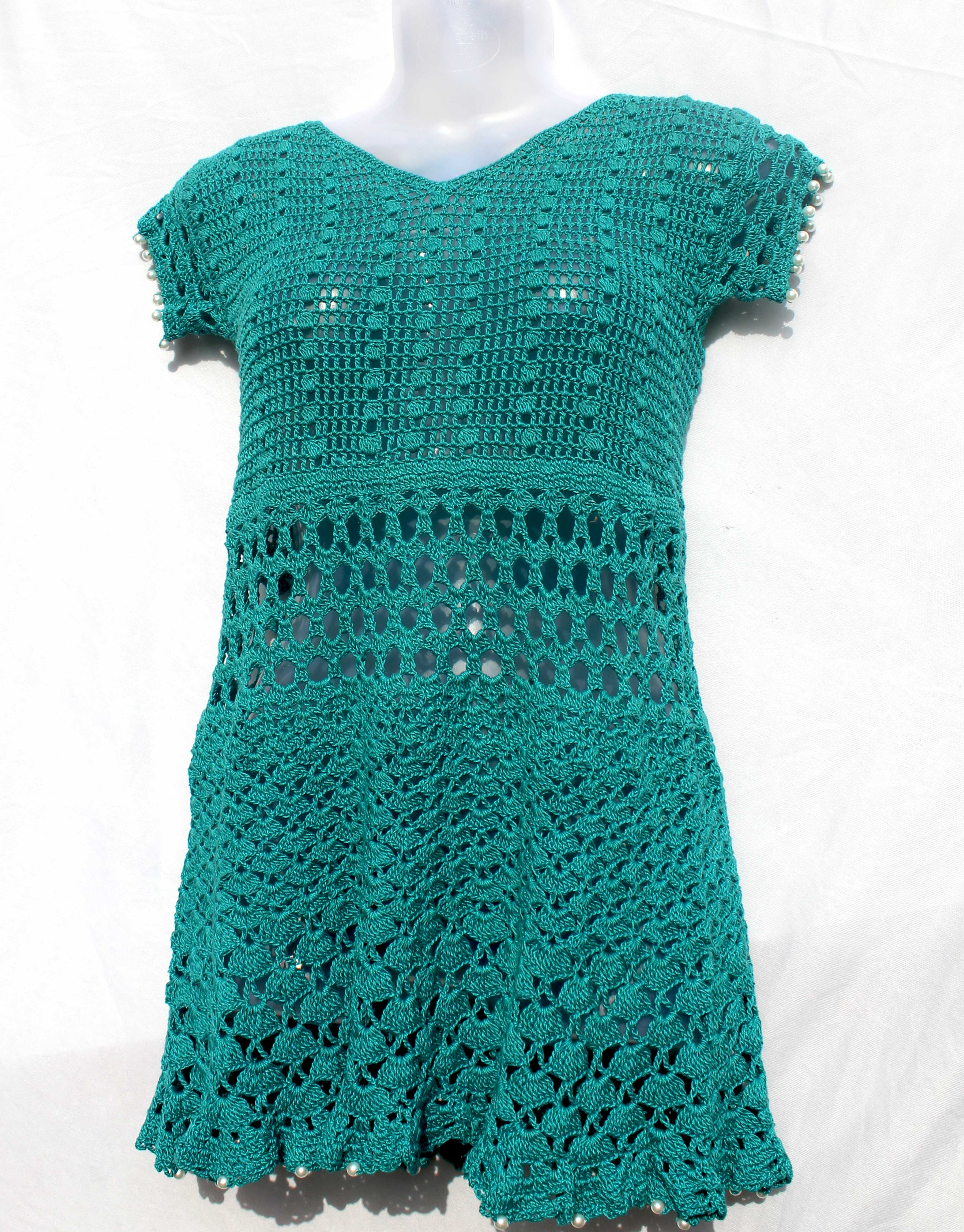 GraminArts Thread Crochet beautiful green color design with moti for g